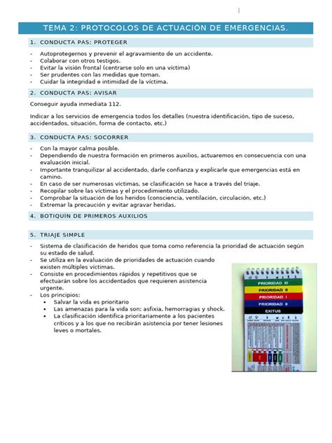 Tema 2 Protocolo De Actuacion De Emergencias Pdf