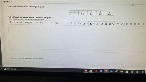 solved q1 if y f x is known at the following data points
