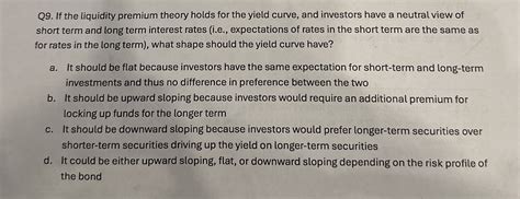 Solved Q9 ﻿if The Liquidity Premium Theory Holds For The