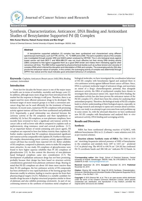 Pdf Synthesis Characterization Anticancer Dna Binding And