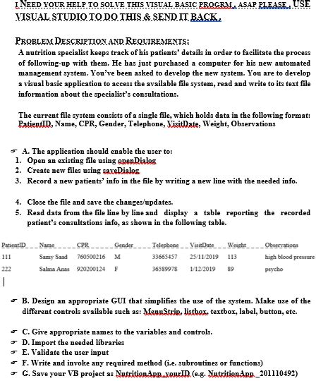 please help me to solve the following visual basic