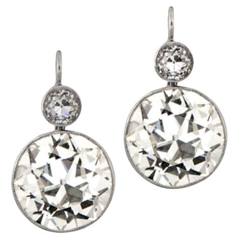 7 58ct Old European Cut Diamond Earrings 18k Yellow Gold Platinum For Sale At 1stdibs
