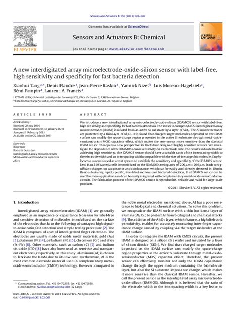 Pdf A New Interdigitated Array Microelectrode Oxide Silicon Sensor