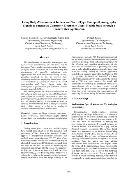 Pdf Using Body Measurement Indices And Wrist Type Photoplethysmography Signals To Categorize