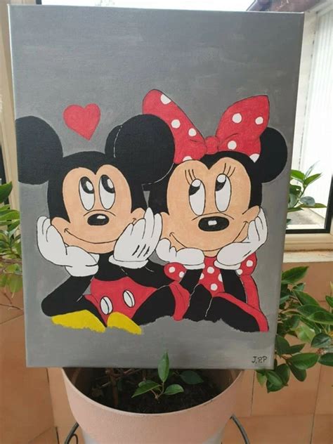 Tableau Fait Mains Minnie And Mickey Eur 1500 Picclick Fr
