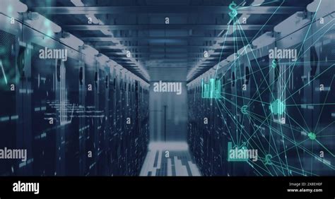 image of network of digital icons data processing and mosaic squares