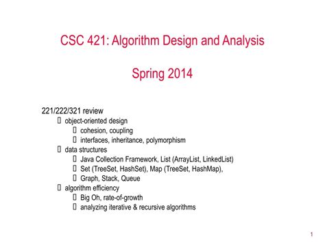 Ppt Csc 421 Algorithm Design And Analysis Spring 2014 Powerpoint