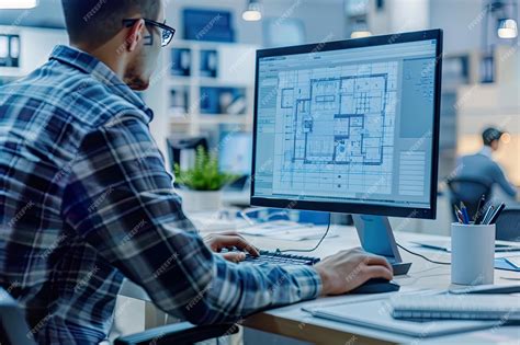 Premium Photo Architect Using Cad Software For Blueprint Design