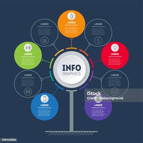 비즈니스 프레 젠 테이 션 또는 Infographics 개념 5 또는 9 옵션 나무 정보 차트 또는 다이어그램의 웹 템플릿 5