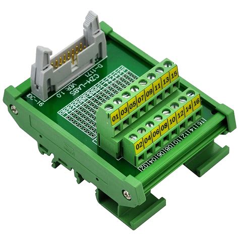 Czh Labs Din Rail Mount Idc 16 Male Header Connector Breakout Board Interface Module Idc Pitch