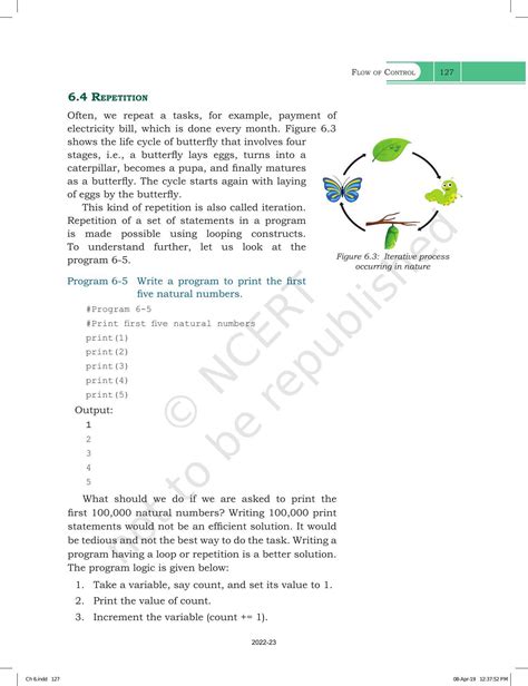 Ncert Book For Class 11 Computer Science Chapter 6 Flow Of Control Indcareer Docs