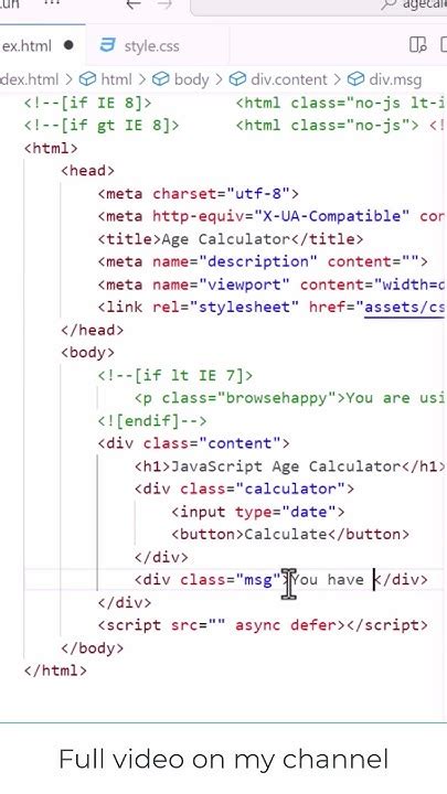 age calculator short coding speedcode speedcoding html css youtube