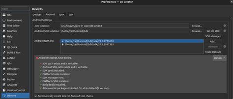 Qt Creator Jdk Path Exists And Is Writable Stack Overflow