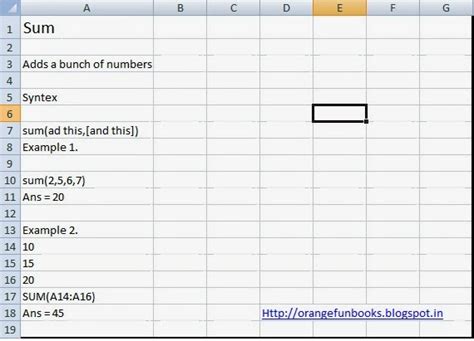 Sum Excel Formula Orangefunbook