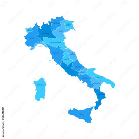 Italy Regions Map With Editable Stroke Vector Illustration Stock Vector Adobe Stock