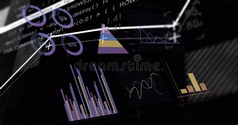 Graphs And Charts Animation Over Data Processing And Coding Background