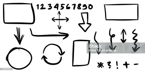 낙서 선 화살표 원 및 곡선 Vectorhand 그린 디자인 요소는 인포 그래픽을 위해 흰색 배경에 격리되어 있습니다 벡터 그림입니다 0명에 대한 스톡 벡터 아트 및 기타