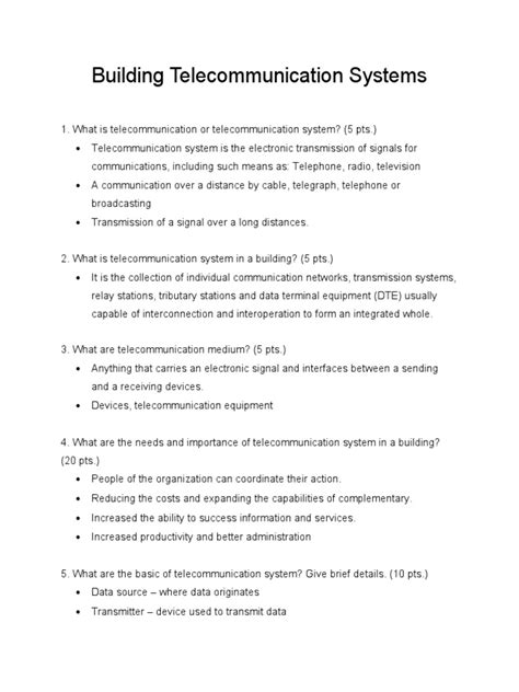 Building Telecommunication Systems Pdf Communications System