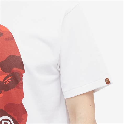 A Bathing Ape Camo Big Ape Head T Shirt White And Red End Gb