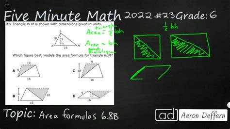 6th Grade Staar Practice Area Formulas 6 8b 1 Youtube