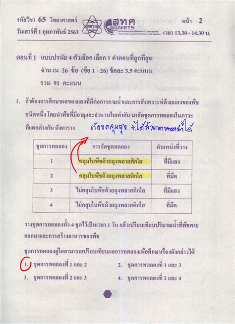 เฉลยข้อสอบ O Net วิทยาศาสตร์ ป 6 ครูวุฒิ สอนวิทย์ Facebook
