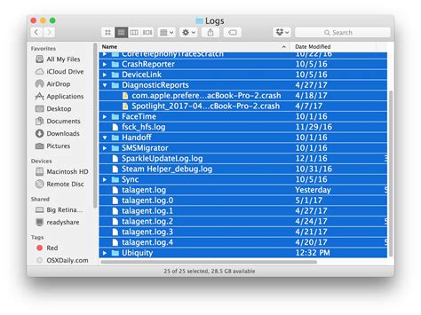 How to Clear All User Log Files on a Mac