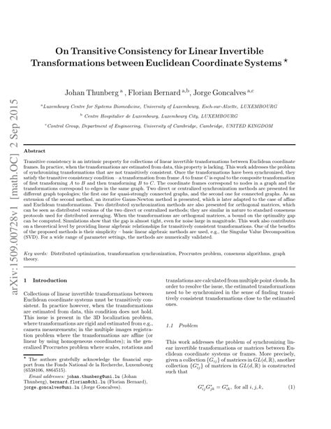 Pdf On Transitive Consistency For Linear Invertible Transformations