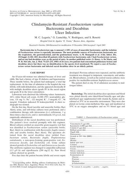 Pdf Clindamycin Resistant Fusobacterium Varium Bacteremia And