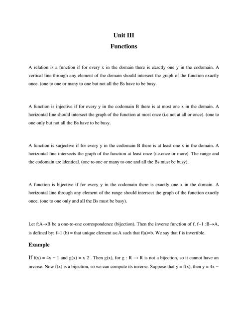 Functions Notes Unit Iii Functions A Relation Is A Function If For
