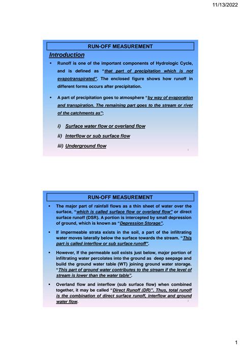 SOLUTION Runoff Measurement Studypool