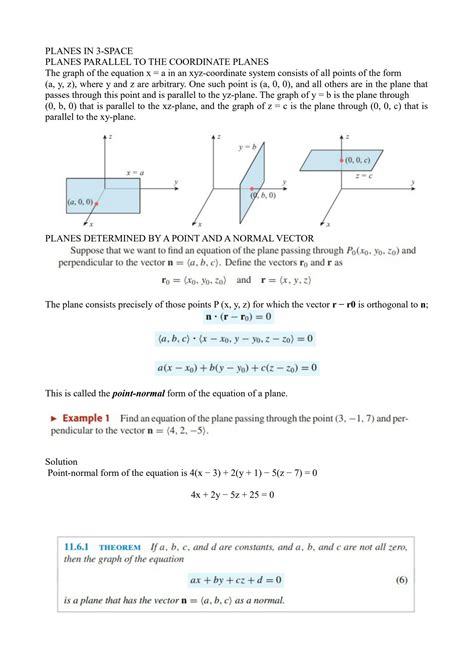 SOLUTION PLANES IN 3 SPACE PLANES PARALLEL TO THE COORDINATE PLANES AND DISTANCE PROBLEMS