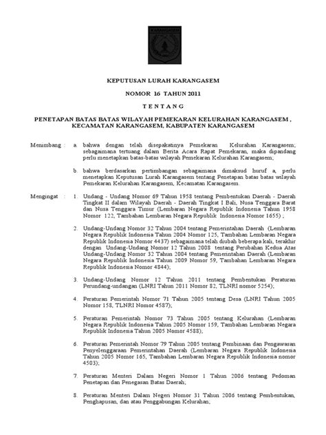 Sk Lurah Ttg Penetapan Batas Pdf