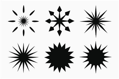 Set Of Six Abstract Starburst And Snowflake Shapes 57345422 Vector Art At Vecteezy