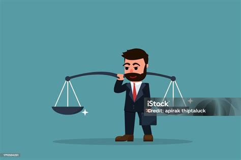 저울을 들고 있는 사업가 평등과 법 인권 정의 비교의 개념 윤리적으로 균형 잡힌 리더십을 가진 기업인 벡터 일러스트 레이 션 남자 사업가에 대한 스톡 벡터 아트 및 기타