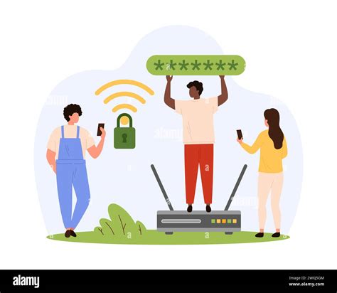 Wireless Connection Protection With Password Cyber Security And Wifi Safety Tiny People
