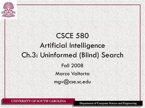 Ppt Csce 580 Artificial Intelligence Ch3 Uninformed Blind Search