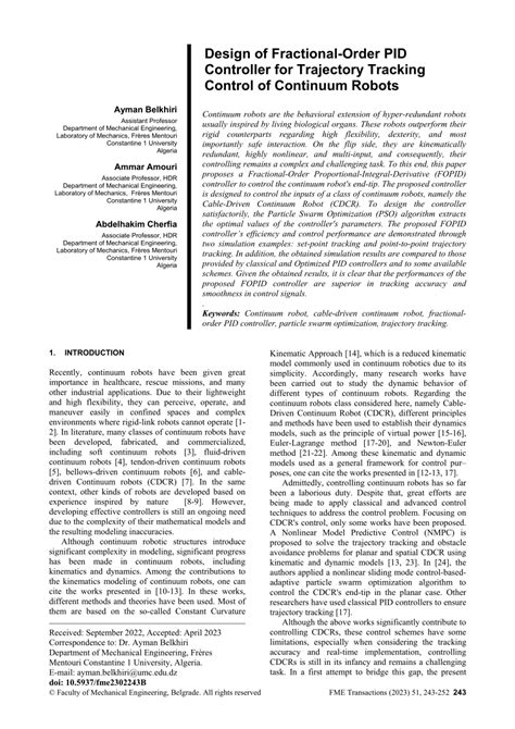 Pdf Design Of Fractional Order Pid Controller For Trajectory Tracking