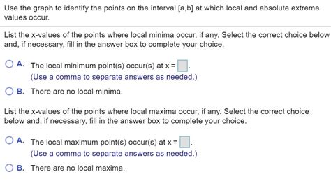 Solved Use The Graph To Identify The Points On The Interval