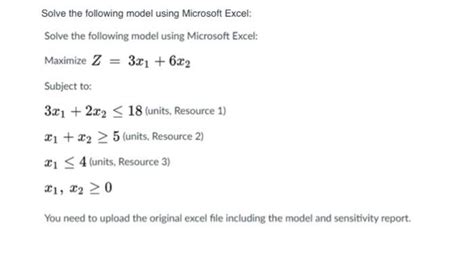 Solved Solve The Following Model Using Microsoft Excel
