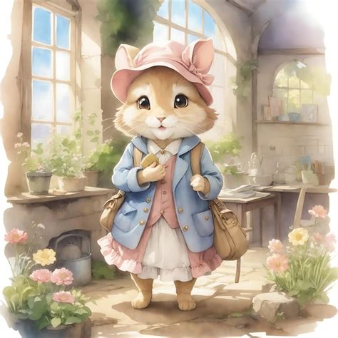 Premium Ai Image Beatrix Potter Style Watercolor By Henry Cavill Chibi Style Cartoonish They