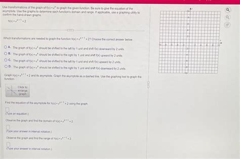 Solved Use Teensformutions Of The Graph Of F X Ex To Graph Chegg Com