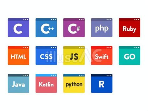 ブラウザ風プログラミング言語アイコンイラスト No 24171478｜無料イラスト・フリー素材なら「イラストac」