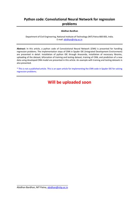 PDF Python Code Convolutional Neural Network For Regression Problems