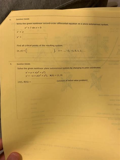 Solved Question Details Write The Given Nonlinear Chegg