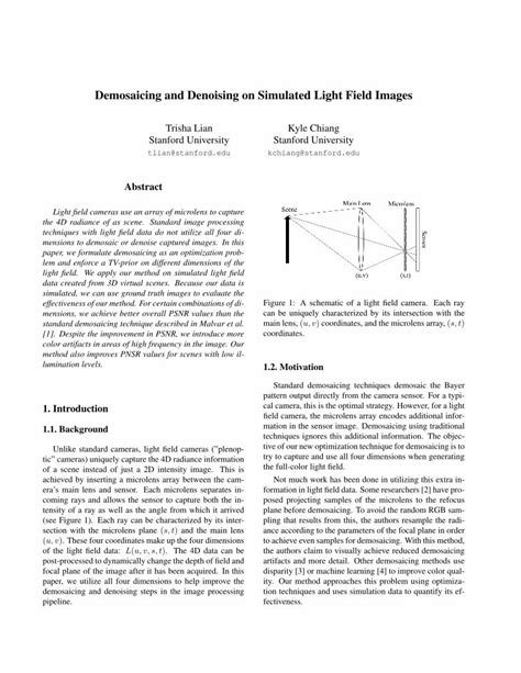 Pdf Demosaicing And Denoising On Simulated Light Class