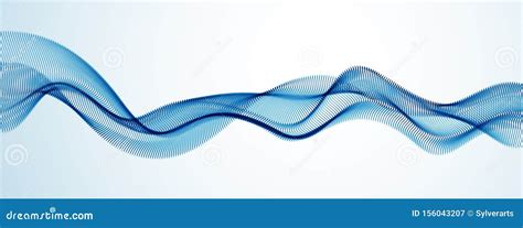 Dynamic Particles Sound Wave Flowing Dotted Curves Vector Abstract Background Stock Vector