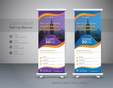 전문 롤업 배너 템플릿 프리미엄 벡터
