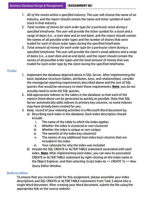 Business Database Design And Management Assignment 06