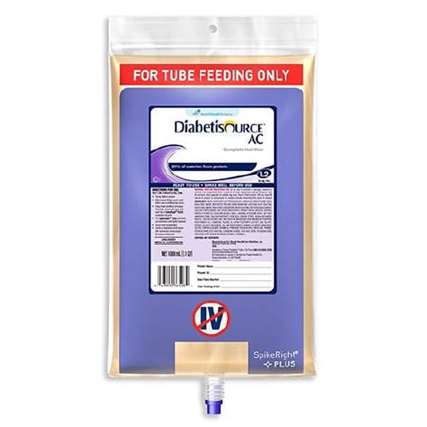 Diabetisource Ac Tube Feeding Formula 1000 Ml Bag Ready To Hang Adult