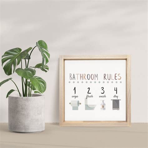 Bathroom Instructions Bathroom Rule Illustrations Boho Hygiene